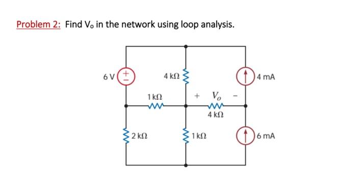 Solved Problem 2: Find Vo in the network using loop | Chegg.com