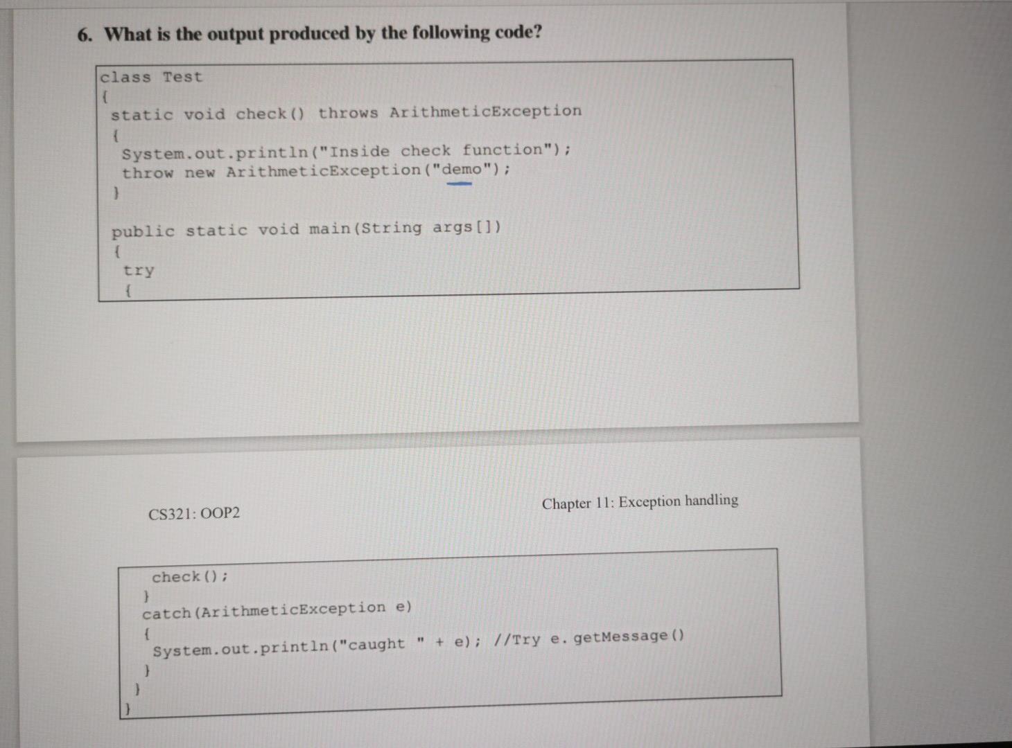 Solved In java, ((Exception handling )) solve these problems | Chegg.com