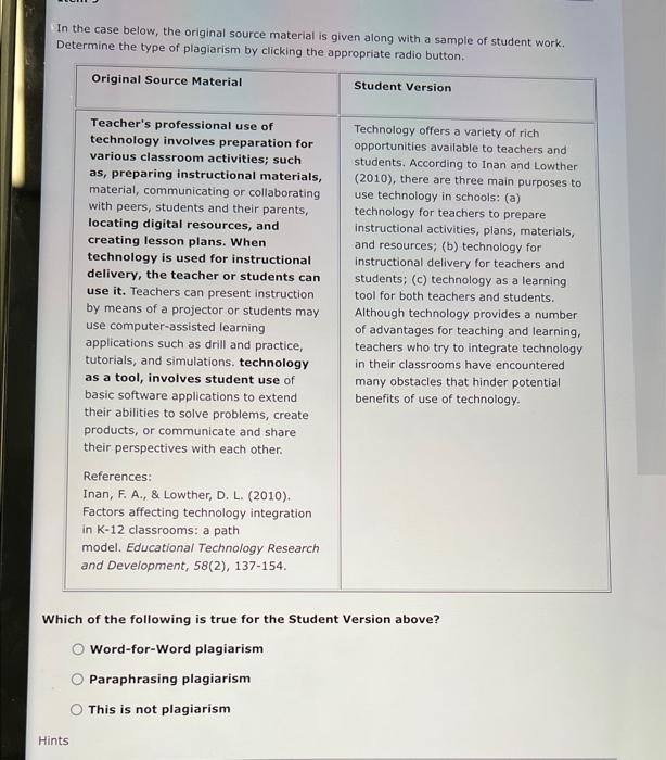 Solved In the case below, the original source material is | Chegg.com