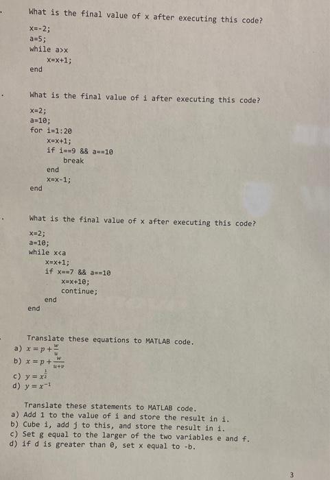 Solved What is the final value of x after executing this | Chegg.com
