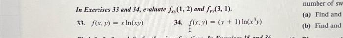 Solved In Exercises 33 and 34 , evaluate fxy(1,2) and | Chegg.com
