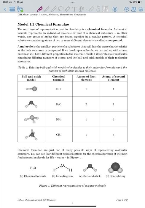 Solved Model 1.2 Chemical formulae The next level of | Chegg.com