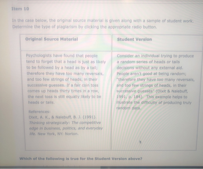 Solved Item 10 In the case below, the original source | Chegg.com