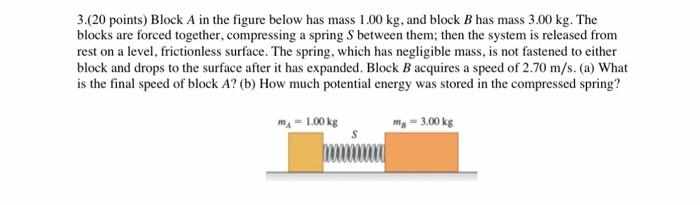 Solved 3.(20 points) Block A in the figure below has mass | Chegg.com