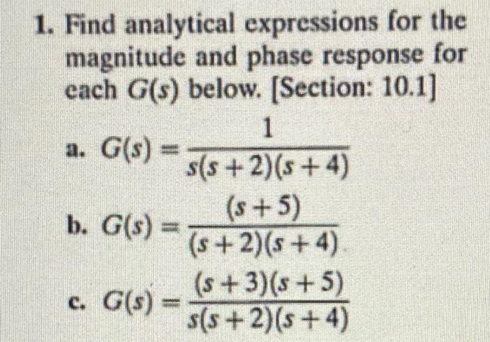 Solved 1. Find analytical expressions for the magnitude and | Chegg.com
