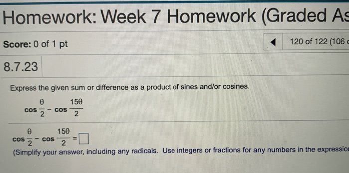Solved Homework: Week 7 Homework (Graded As Score: 0 of 1 pt | Chegg.com