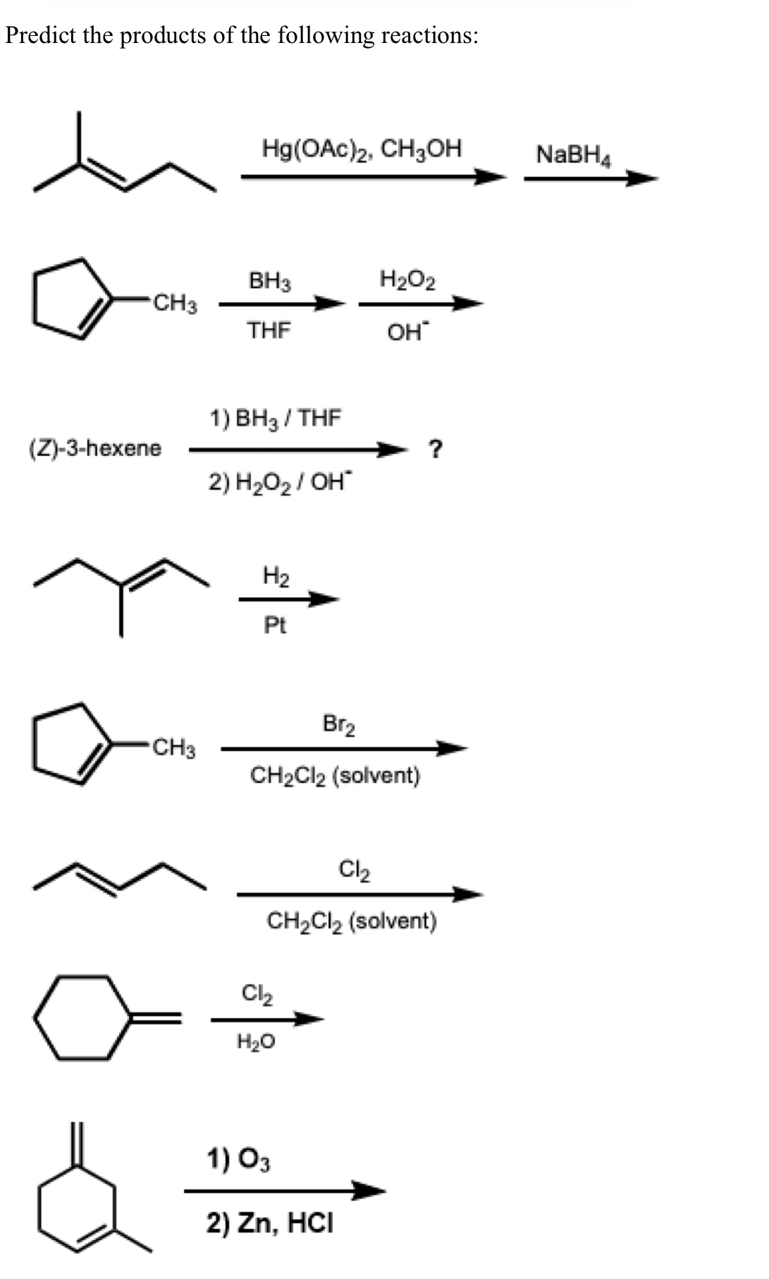 Solved Predict the products of the following reactions: | Chegg.com