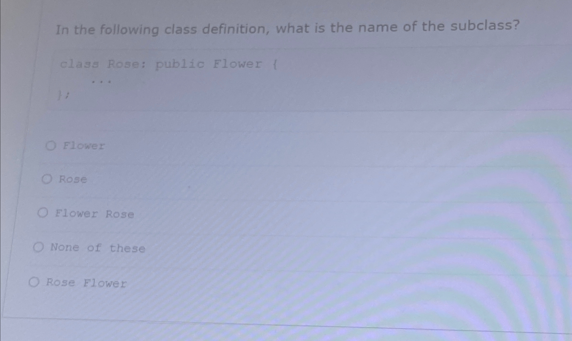 Solved In the following class definition, what is the name | Chegg.com