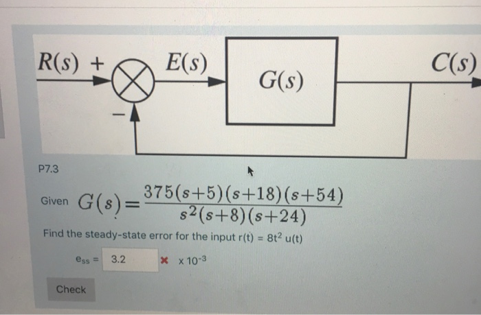 Solved R(S) + E(s) C(s) G(s) P7.3 Given 375(s+5)(s+18)(s+54) | Chegg.com