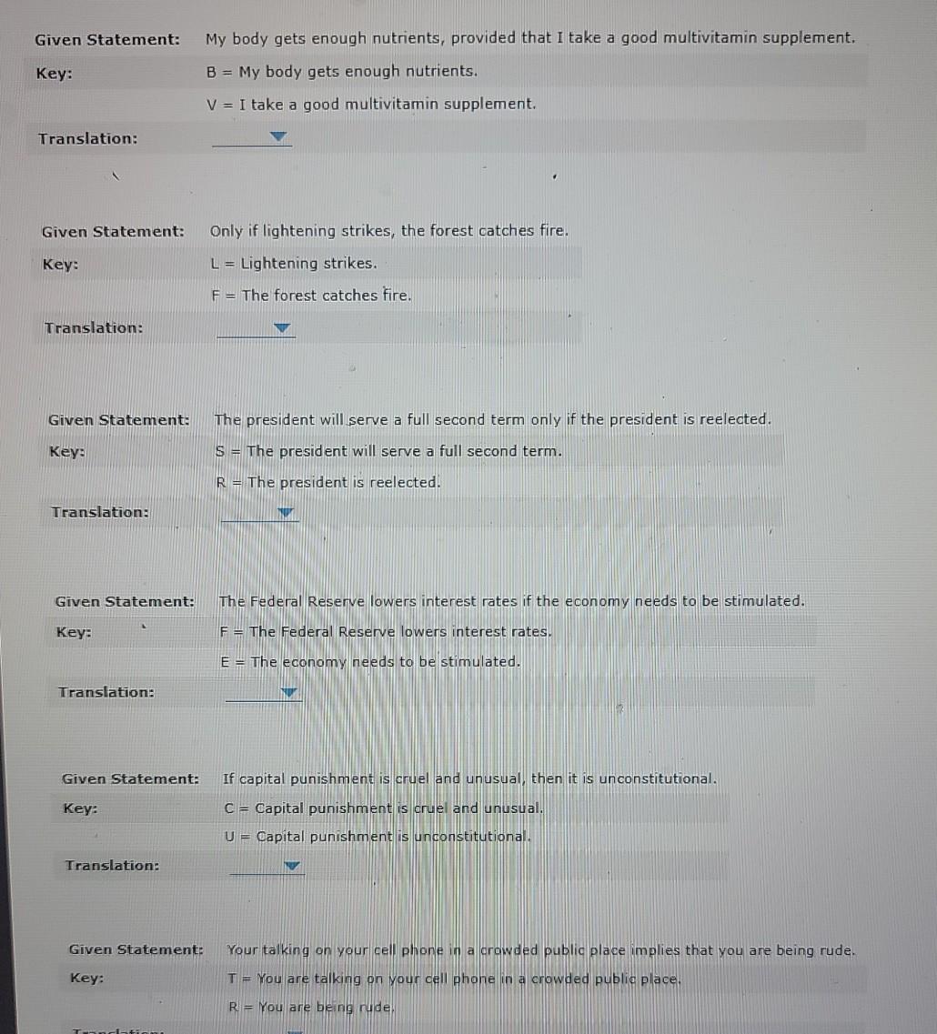 Solved translate each given conditional or biconditional | Chegg.com