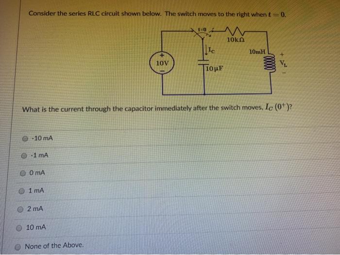Solved Consider the series RLC circuit shown below. The | Chegg.com