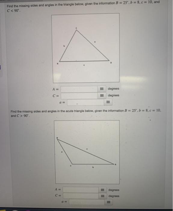 Solved Find the missing sides and angles in the triangle | Chegg.com