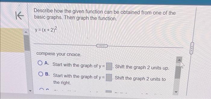 Solved Describe how the given function can be obtained from | Chegg.com