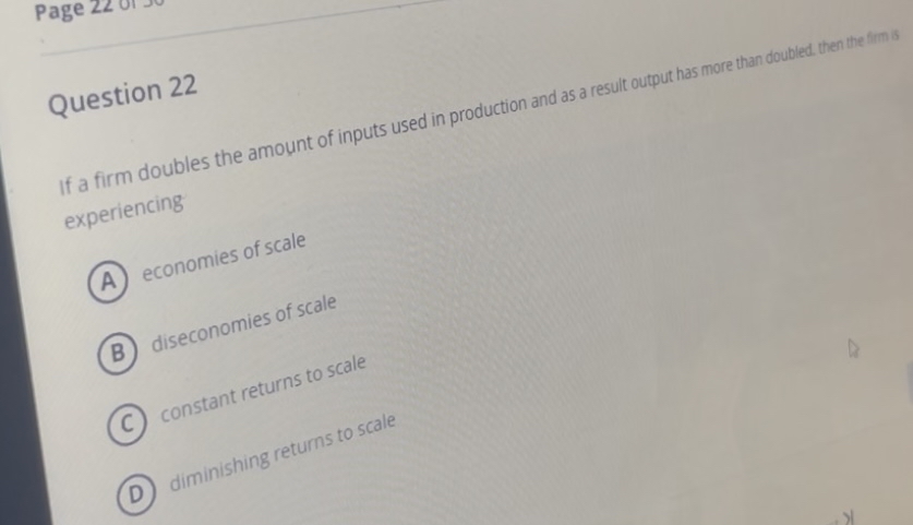 Solved Question 22If a firm doubles the amount of inputs | Chegg.com