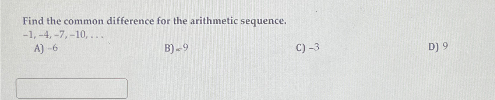 Solved Find the common difference for the arithmetic | Chegg.com