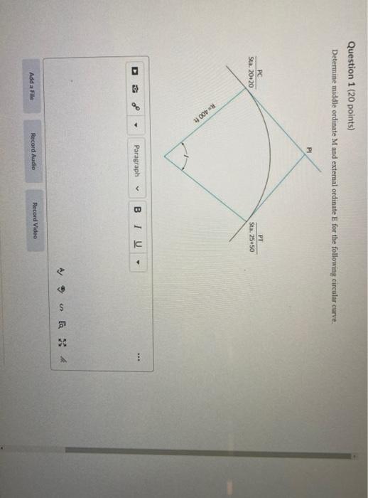 Solved Question 1 (20 points) Determine middle ordinate M | Chegg.com