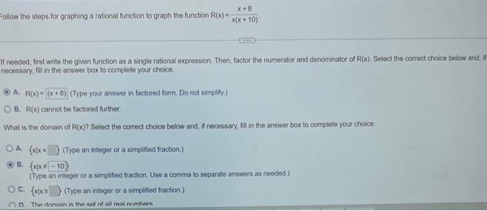 Solved Follow the steps for graphing a rational function to | Chegg.com