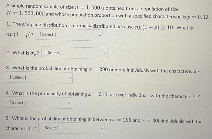 Solved A simple random sample of size n=1,000 is obtained | Chegg.com Solved A simple random sample of size n=1,000 is obtained | Chegg.com