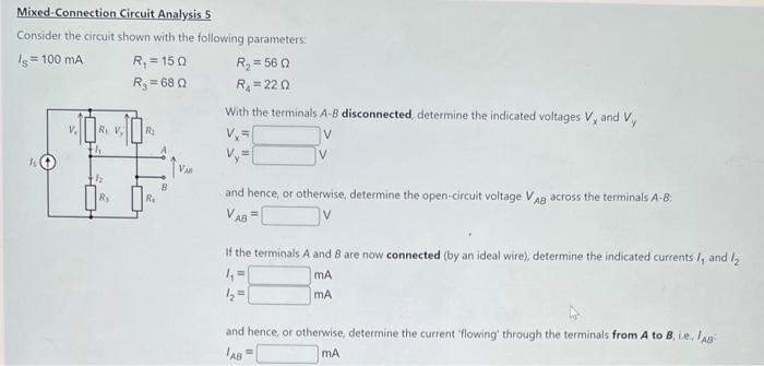 Solved Mixed-Connection Circuit Analysis 5 Consider the | Chegg.com