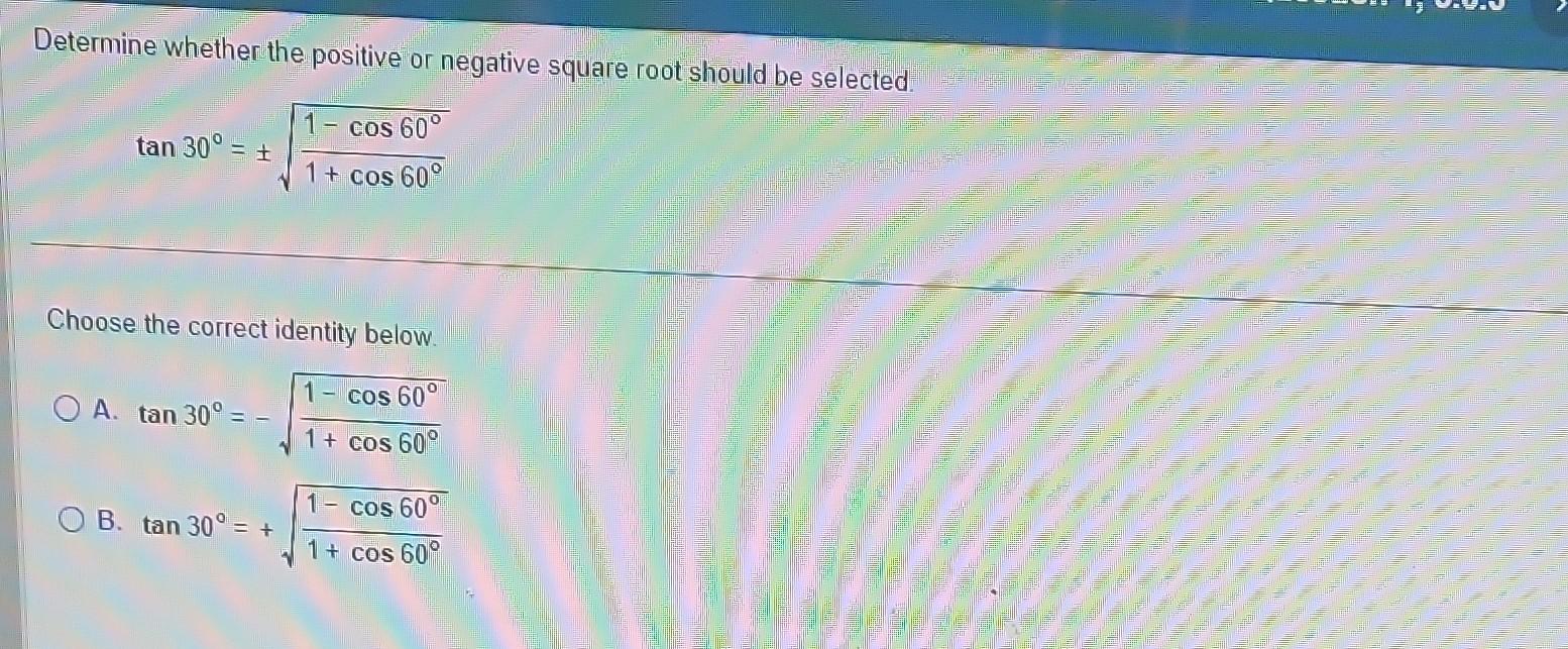 Solved Determine whether the positive or negative square | Chegg.com