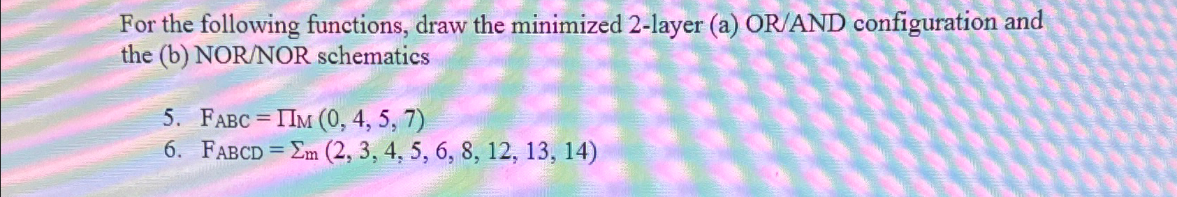 Solved For the following functions, draw the minimized | Chegg.com