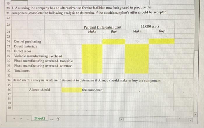 Solved 1 Alanco, Ind, manufactures a varicty of prodocts and | Chegg.com