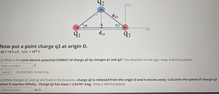 Solved Electric Potential - 3 Point Charges on a Triangle | Chegg.com