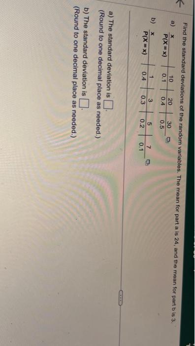Solved Find the standard deviations of the random variables. | Chegg.com