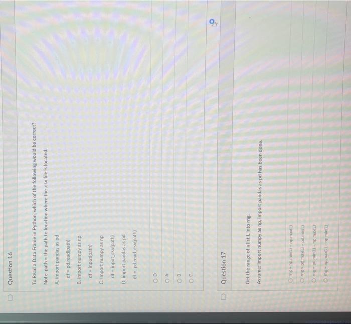 Solved df= pdreadipath ] B. import numpy as nip df= | Chegg.com