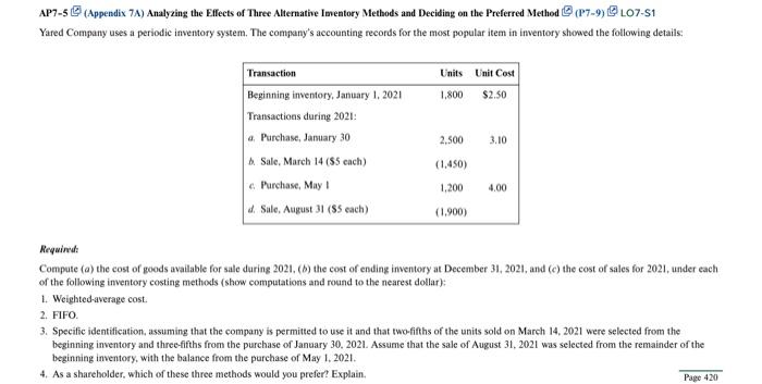 Solved AP7-5 (Appendix 7A) Analyzing the Effects of Three | Chegg.com