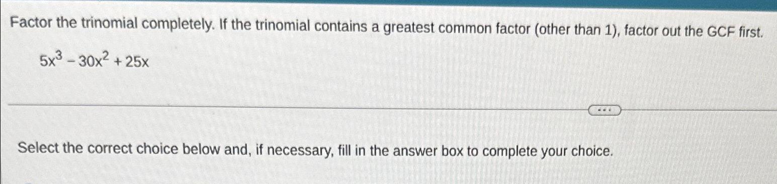 Solved Factor the trinomial completely. If the trinomial | Chegg.com Solved Factor the trinomial completely. If the trinomial | Chegg.com