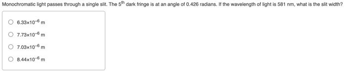 Solved Monochromatic light passes through a single slit. The | Chegg.com