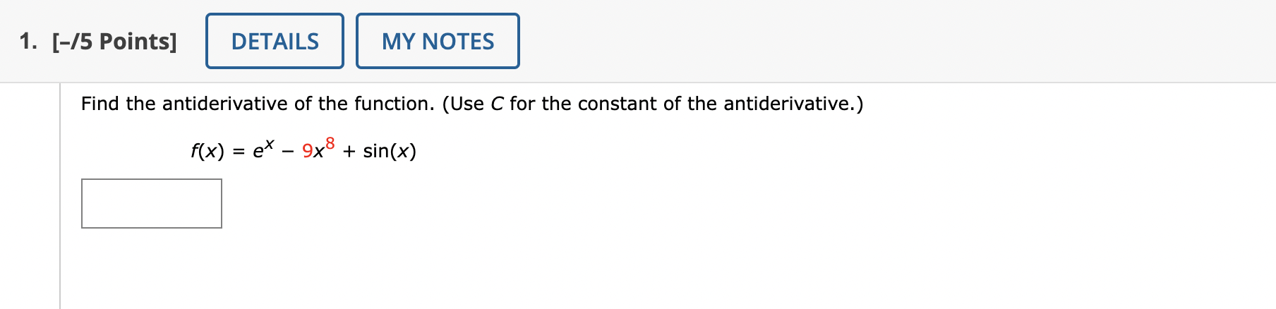 Solved Find the antiderivative of the function. (Use C ﻿for | Chegg.com