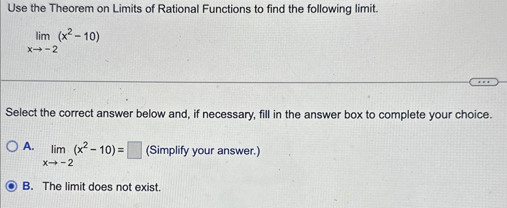 Solved Use the Theorem on Limits of Rational Functions to | Chegg.com