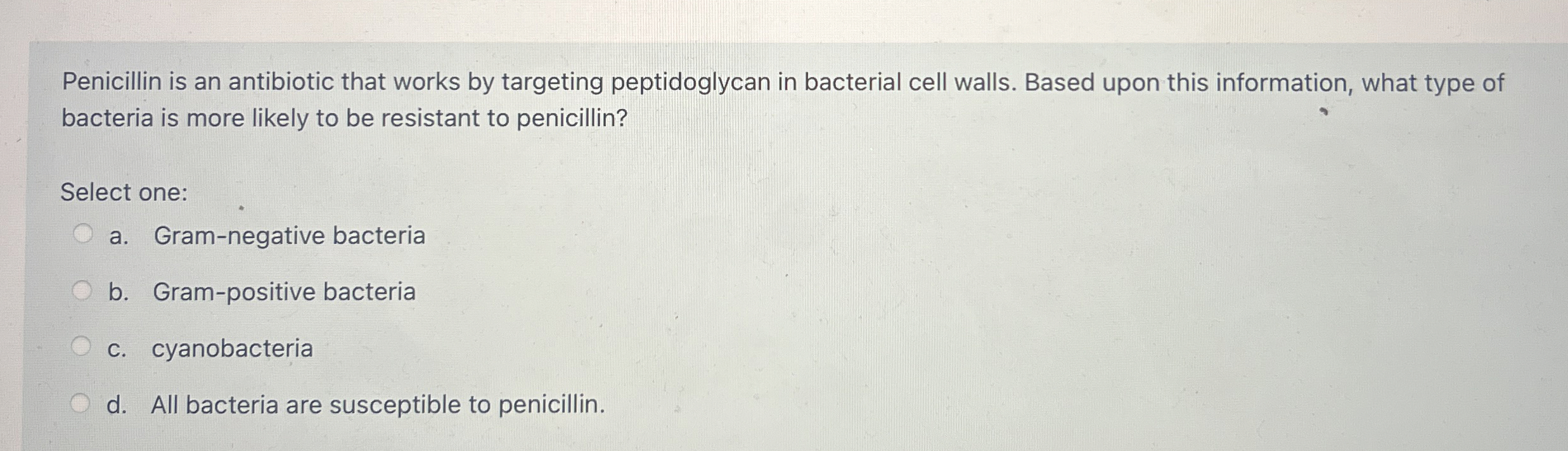 Solved Penicillin is an antibiotic that works by targeting | Chegg.com
