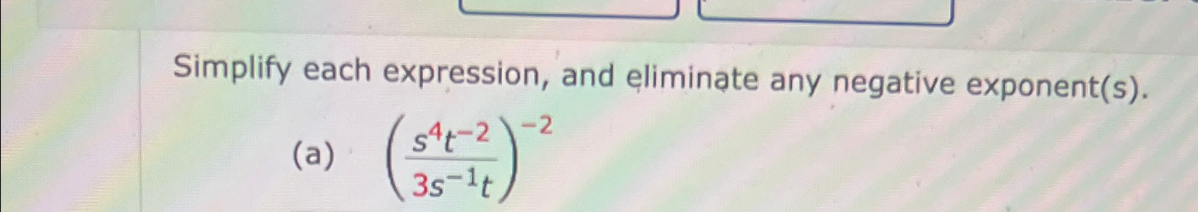 Solved Simplify each expression, and eliminate any negative | Chegg.com