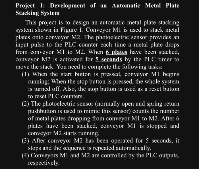 Solved Project 1: Development of an Automatic Metal Plate | Chegg.com