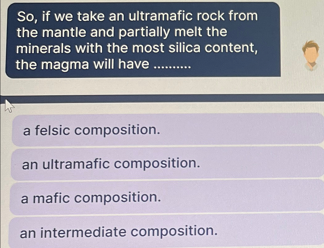 Solved So, ﻿if we take an ultramafic rock from the mantle | Chegg.com