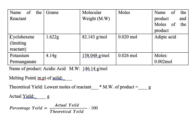 Solved Fill out the missing blank:1. ﻿Theoretical Yield: | Chegg.com