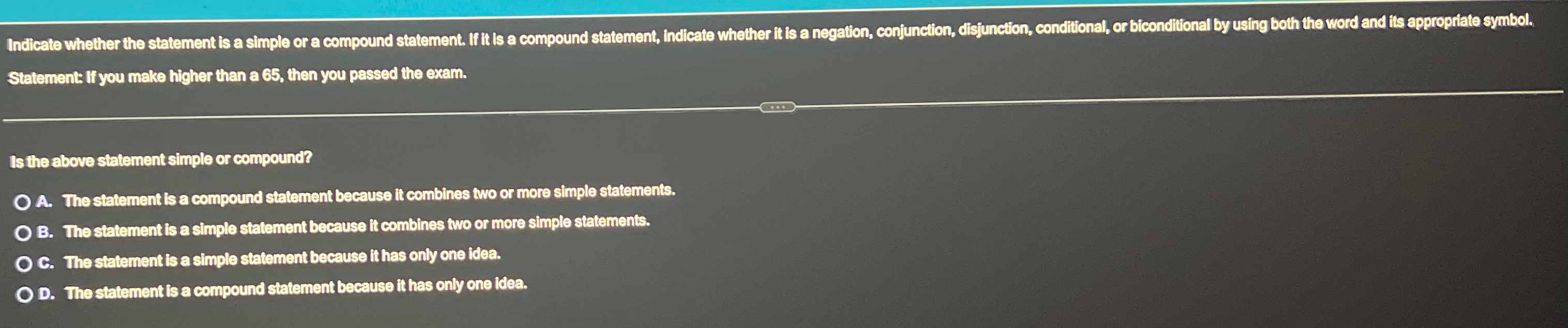 Solved Indicate whether the statement is a simple or a | Chegg.com