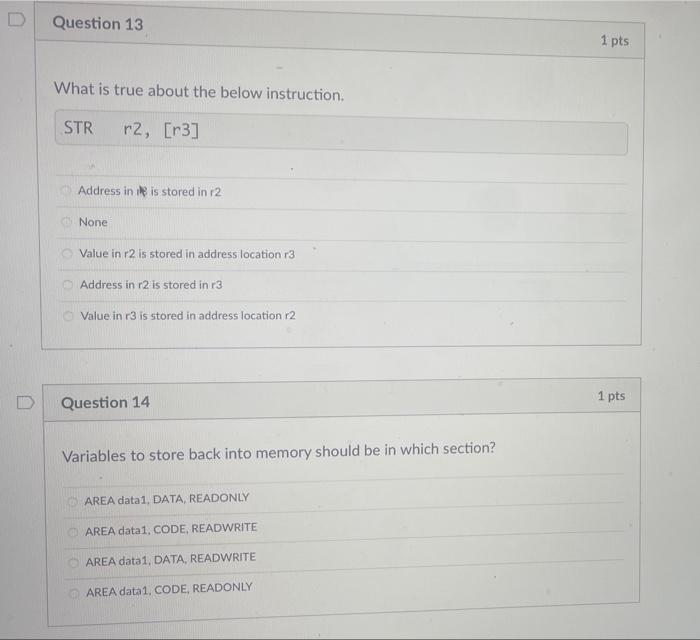 Solved What is true about the below instruction. STR r2,[r3] | Chegg.com