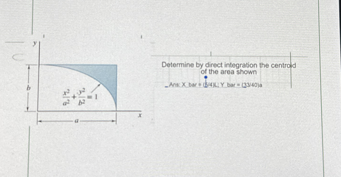 Solved Determine by direct integration the centroid of the | Chegg.com