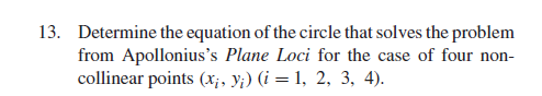 Solved Determine the equation of the circle that solves the | Chegg.com