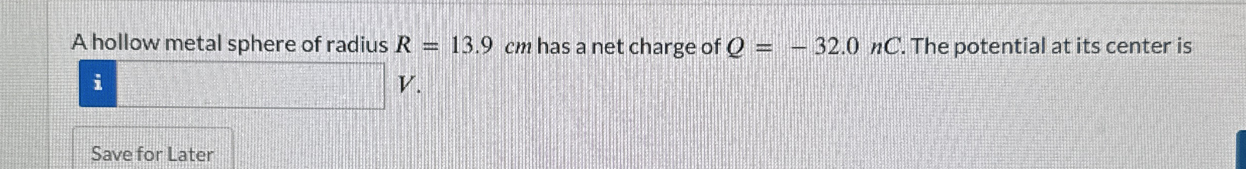 Solved A hollow metal sphere of radius R=13.9cm ﻿has a net | Chegg.com