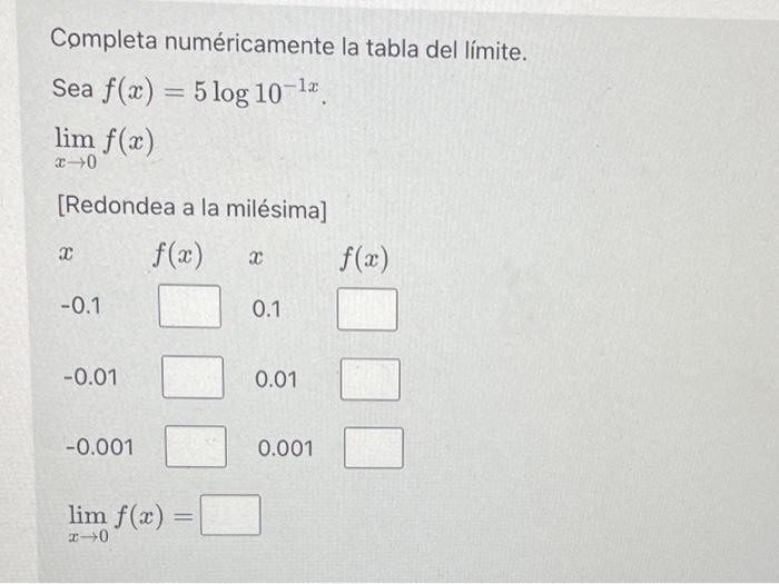 Solved Sea f(x)=5log10−1x limx→0f(x) | Chegg.com