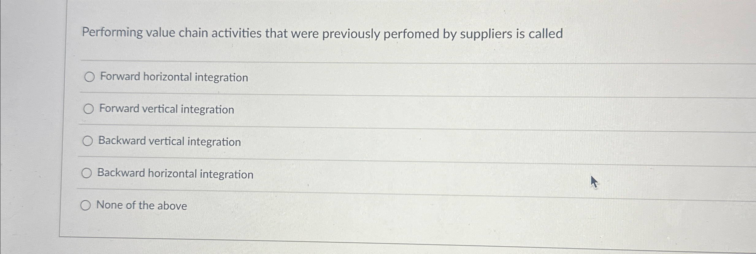 Solved Performing value chain activities that were | Chegg.com