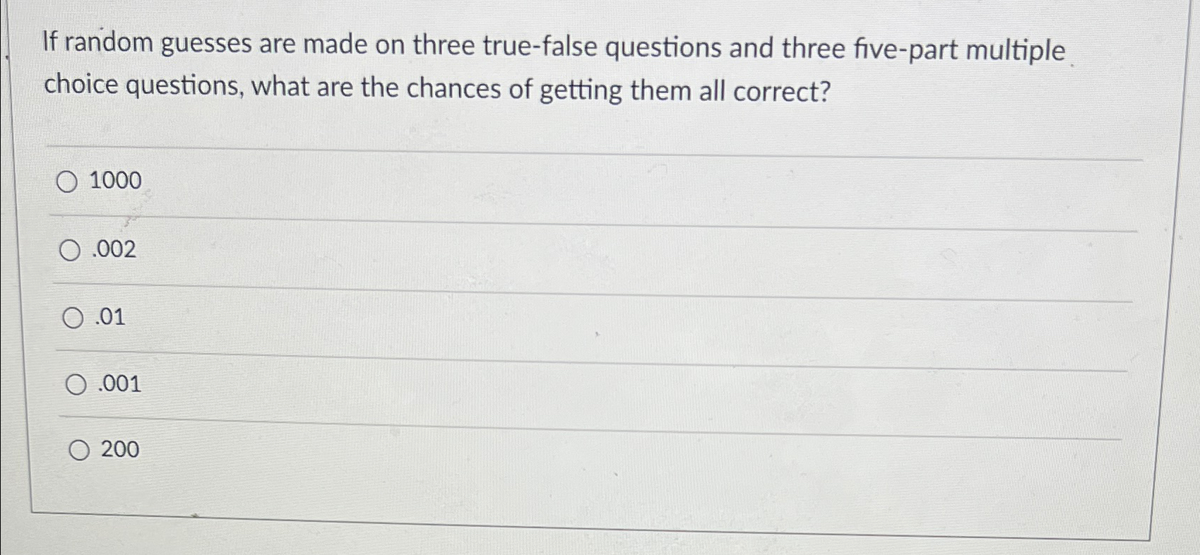 Solved If random guesses are made on three true-false | Chegg.com