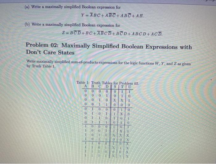 Solved (a) Write a maximally simplified Boolean expression | Chegg.com