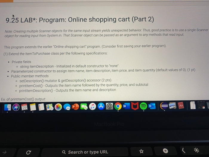 Solved 9.25 LAB*: Program: Online shopping cart (Part 2) | Chegg.com