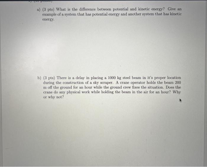 Solved a) (3 pts) What is the difference between potential | Chegg.com